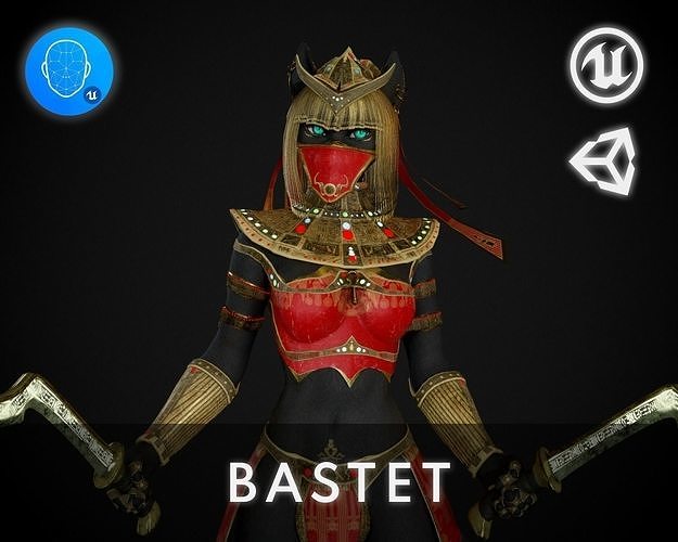 3D model Bastet - Game Ready Egyptian Warrior VR / AR / low-poly rigged ...