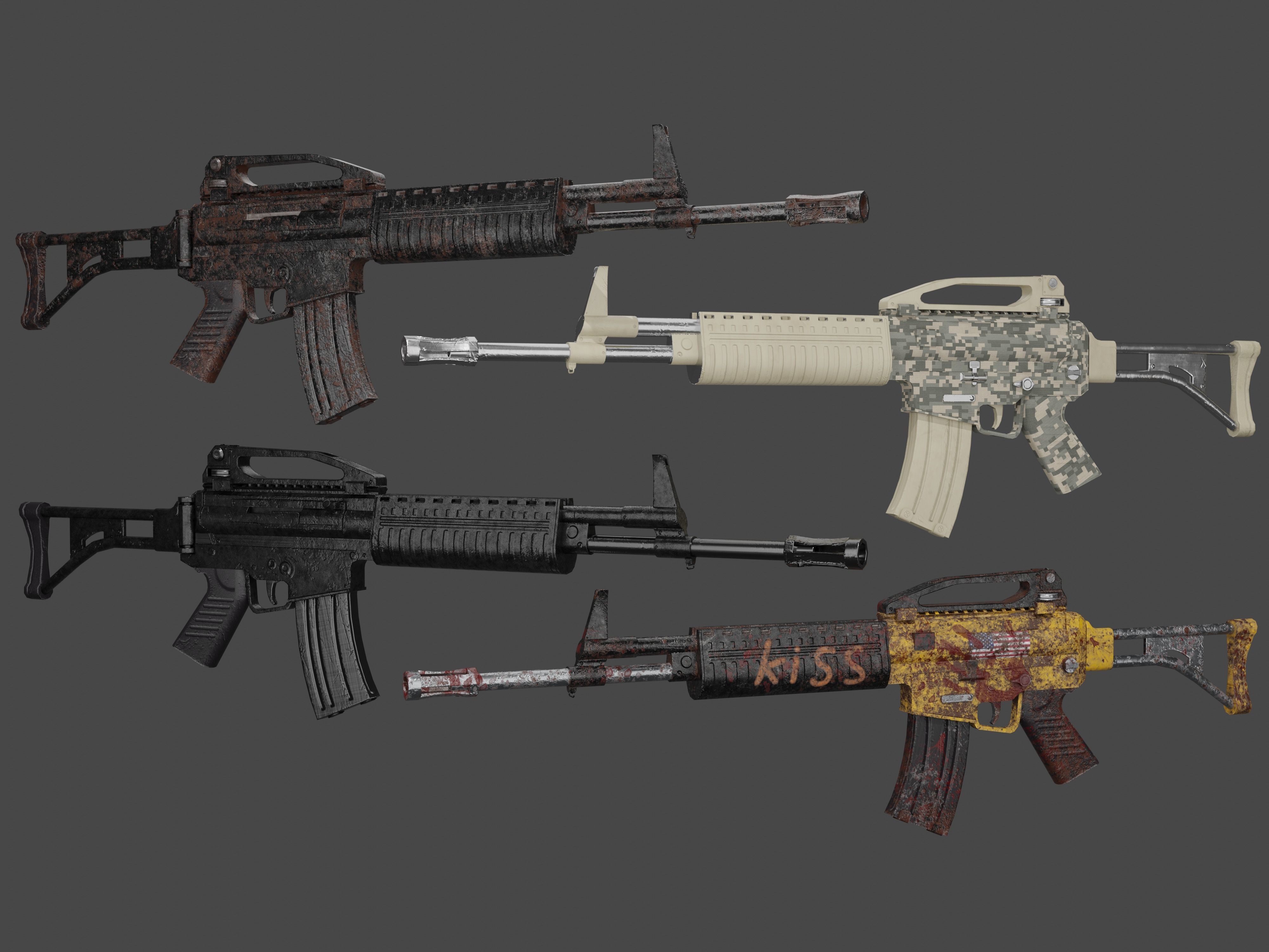 3D model Senapan Serbu 2 low poly gun VR / AR / low-poly | CGTrader