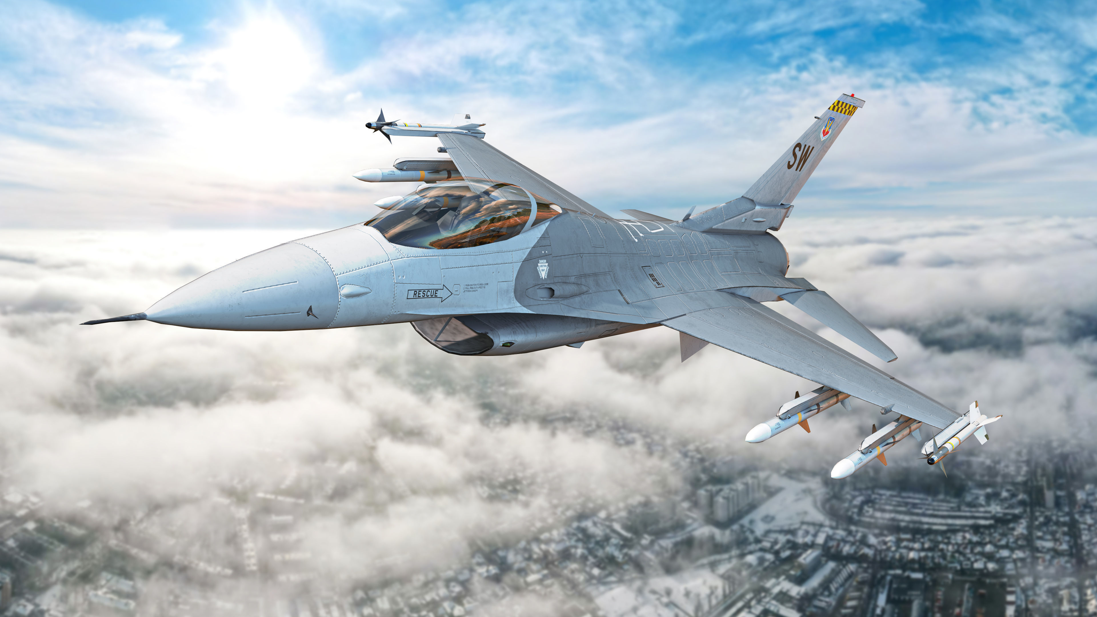 3D model General Dynamics F-16 Fighting Falcon VR / AR / low-poly ...
