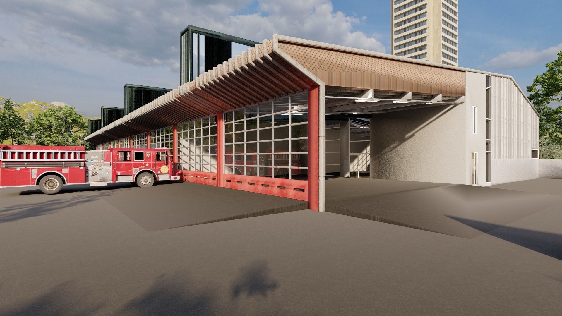 3D model FireStation Building 01 VR / AR / low-poly | CGTrader