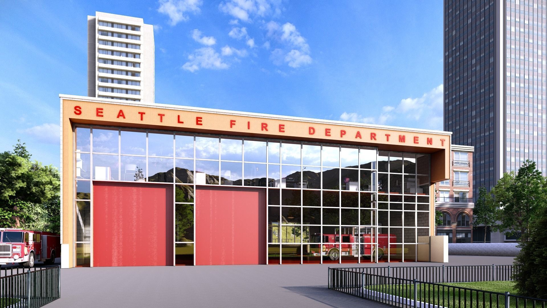 3D model FireStation Building 02 VR / AR / low-poly | CGTrader