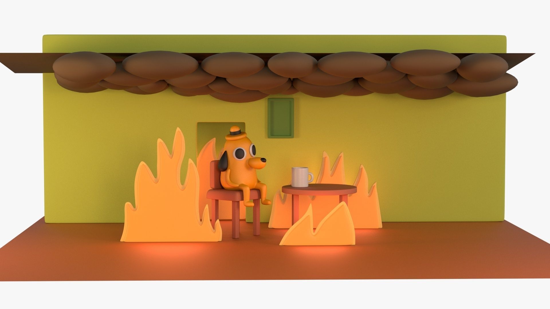 This is fine meme 3D model | CGTrader