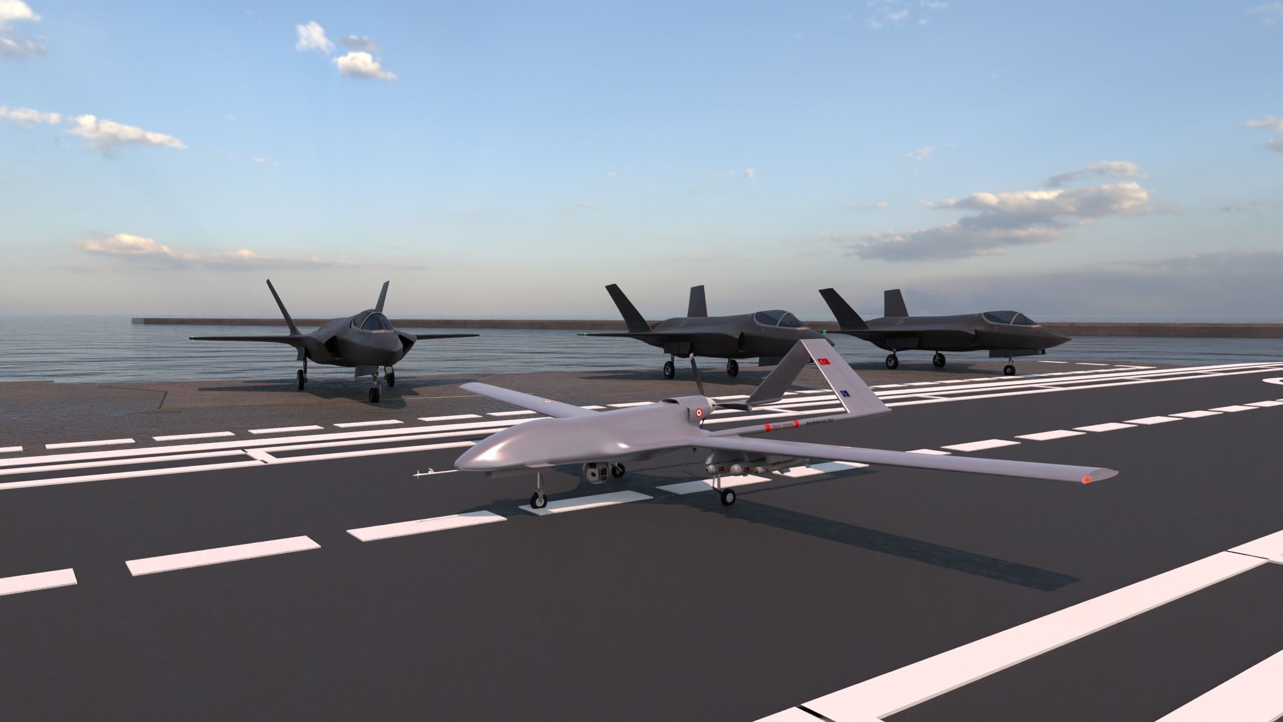 3D model Bayraktar TB3 Unmanned Combat Aerial Vehicle VR / AR / low ...