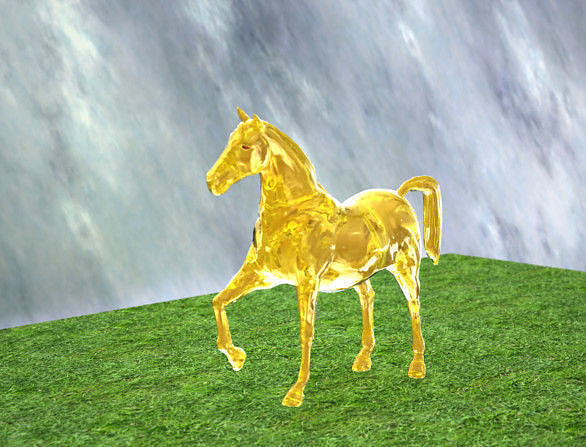 horse golden in grass 3D model 3D printable | CGTrader