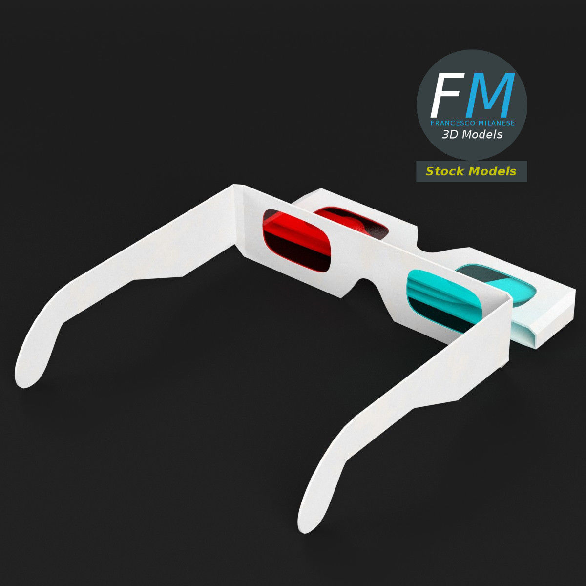 Anaglyph paper glasses 3D model | CGTrader