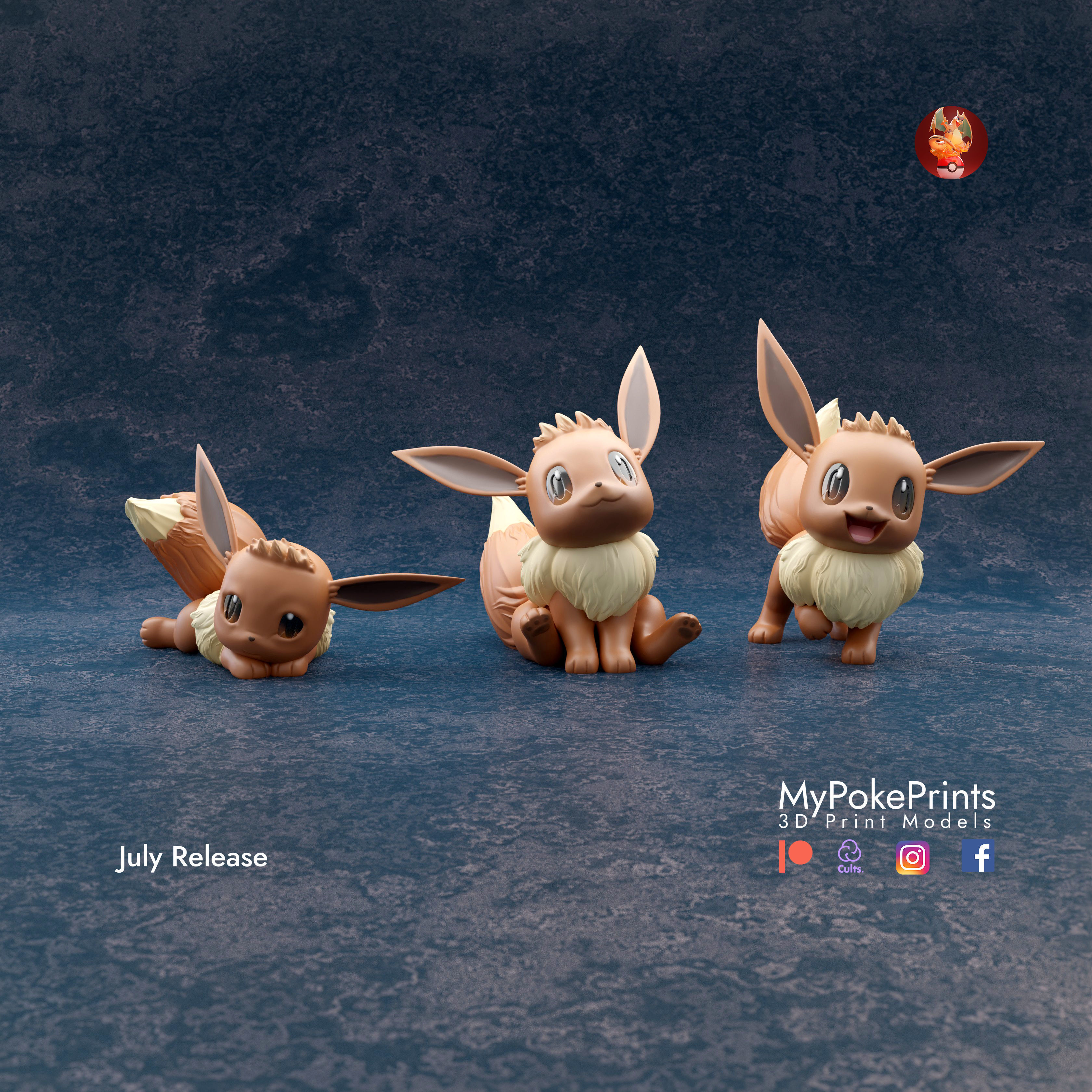 EEVEE 3 POSES - PRE-SUPPORTED POKEMON 3D model 3D printable | CGTrader