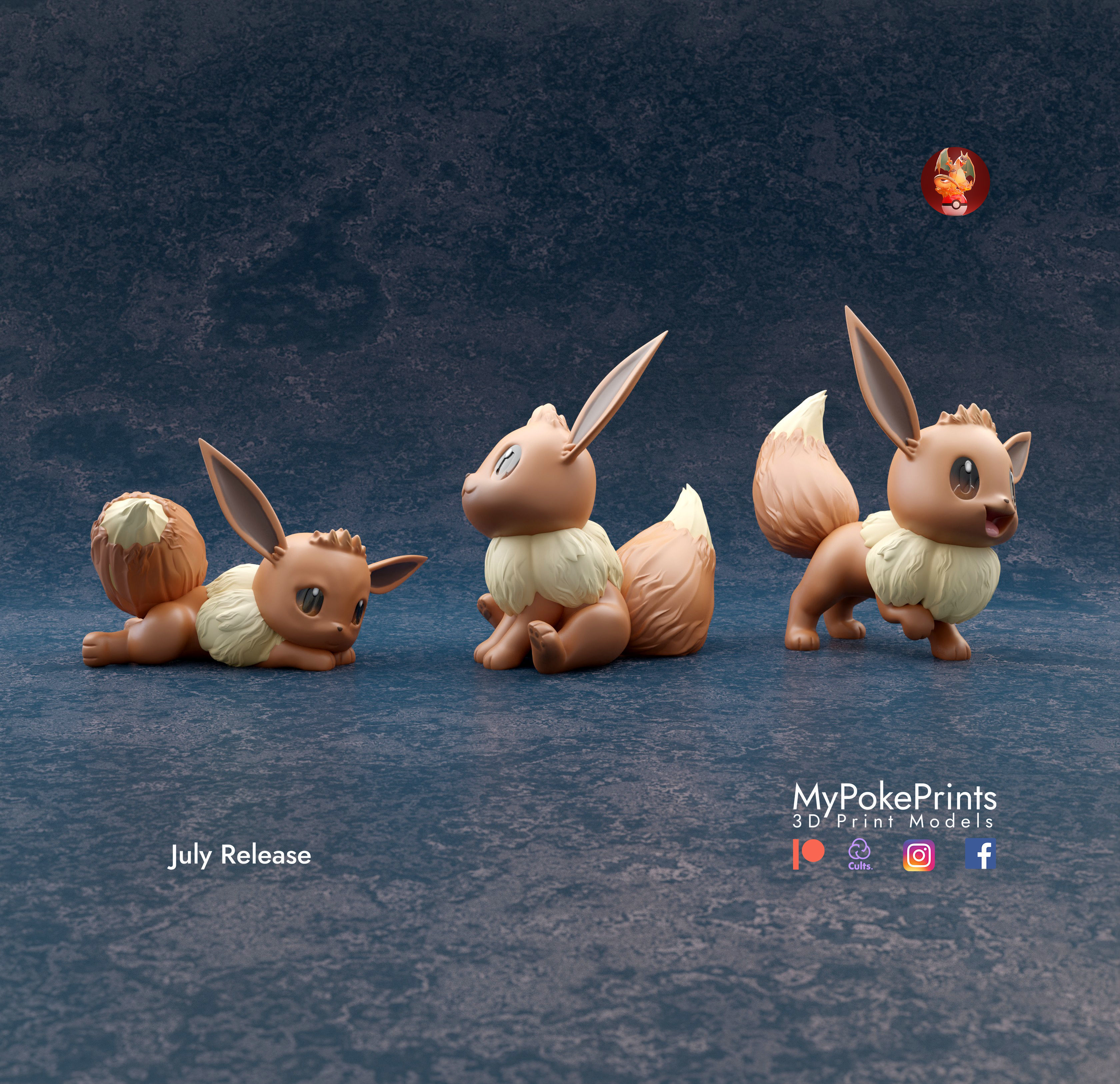 EEVEE 3 POSES - PRE-SUPPORTED POKEMON 3D model 3D printable | CGTrader