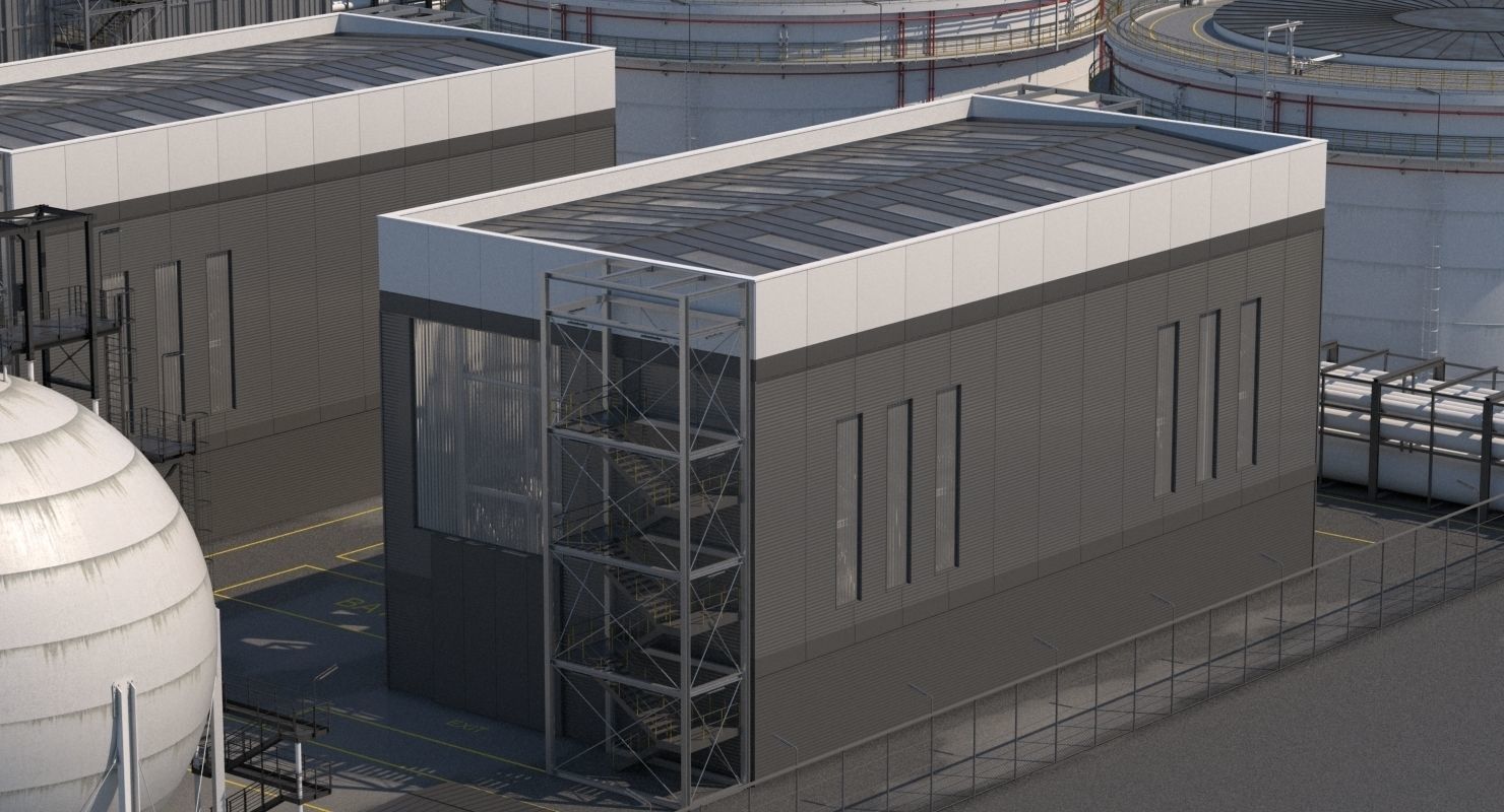 Refinery power transformer with two poles 3D model | CGTrader