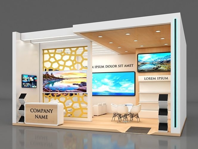Booth Exhibition Stand Stall 7x6m Height 400 cm 1 Side Open 3D model ...