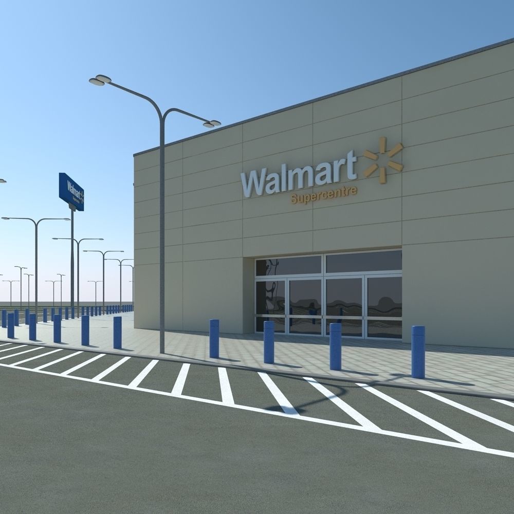 Walmart with Parking Lot 3D model | CGTrader