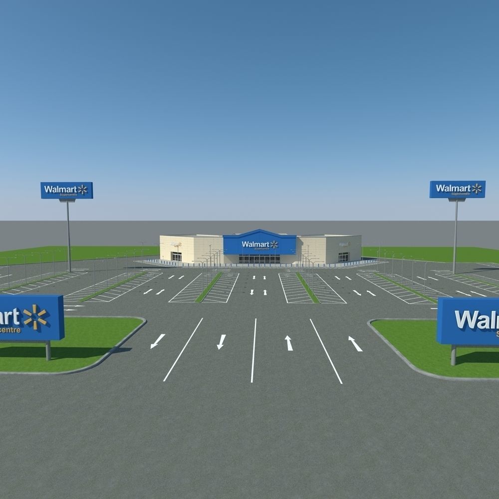 Walmart with Parking Lot 3D model | CGTrader