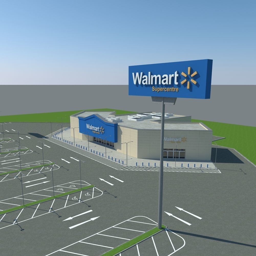Walmart with Parking Lot 3D model | CGTrader