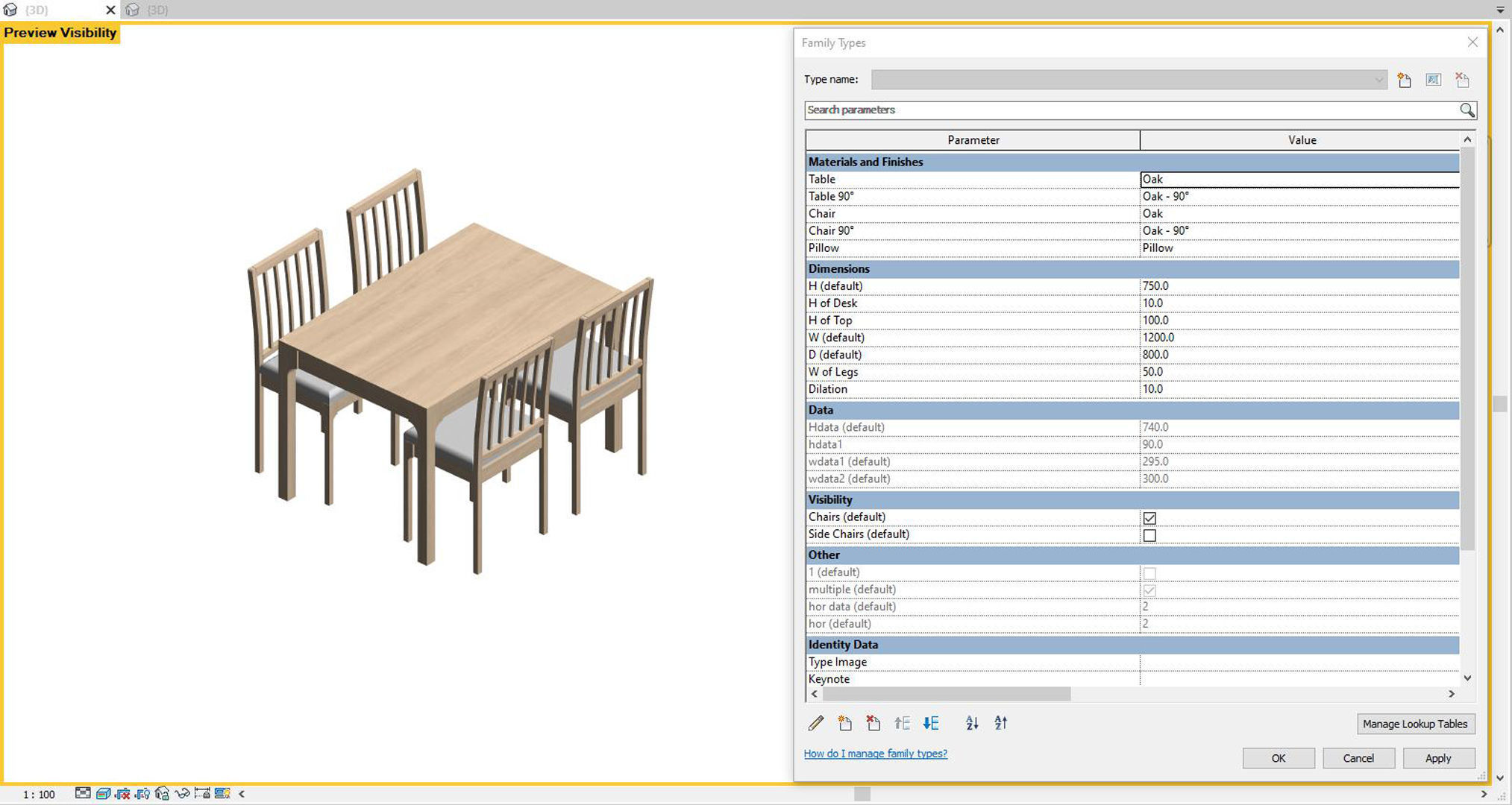 3D model Dining Table Ikea EKEDALEN - Full Parametric Revit Family VR ...