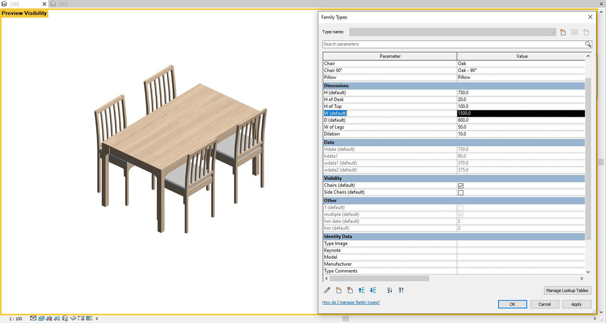 3D model Dining Table Ikea EKEDALEN - Full Parametric Revit Family VR ...