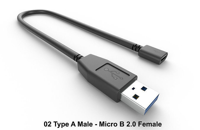 3D model USB Cable M2 - With STL VR / AR / low-poly | CGTrader