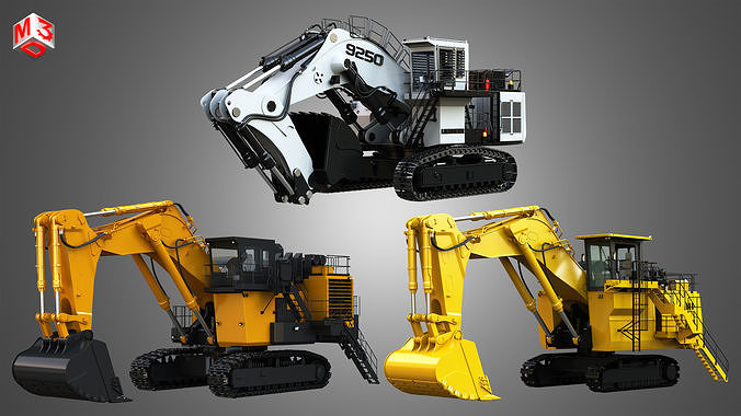 Heavy Hydraulic Mining Excavators 3 in 1 3D Model Collection | CGTrader