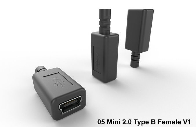 3D model USB M5 Mini 20 Type B Female V1 VR / AR / low-poly | CGTrader
