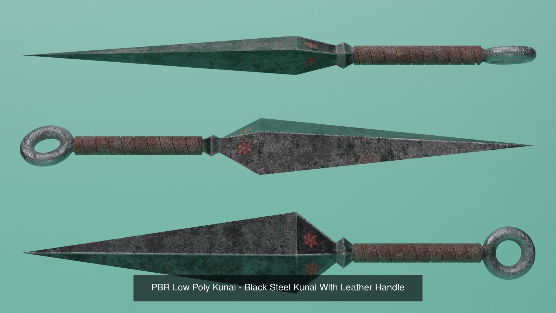 Triple Kunai Pack Well Textured and Unwrapped PBR Low Poly 3D Model ...