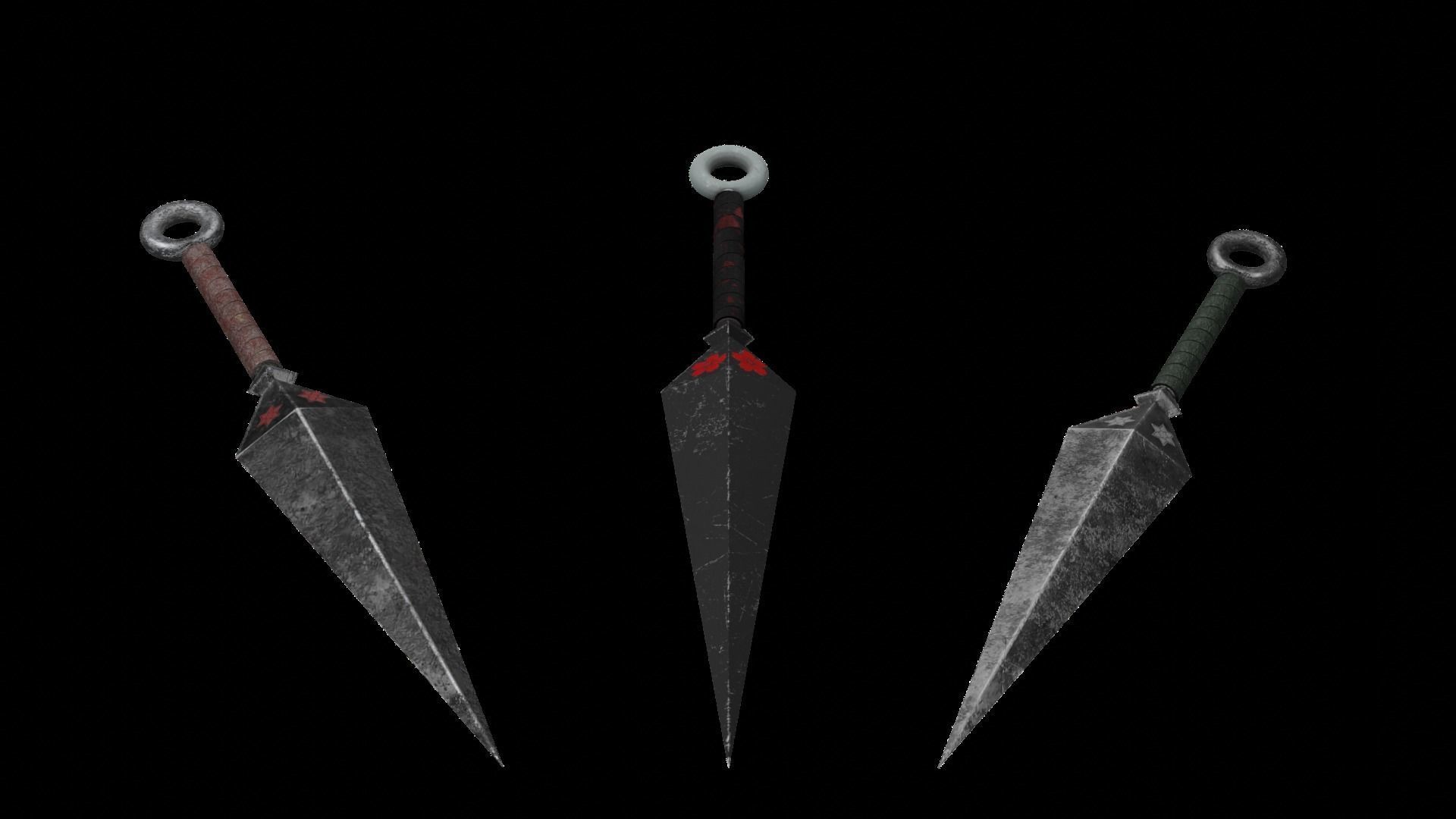 Triple Kunai Pack Well Textured and Unwrapped PBR Low Poly 3D Model ...