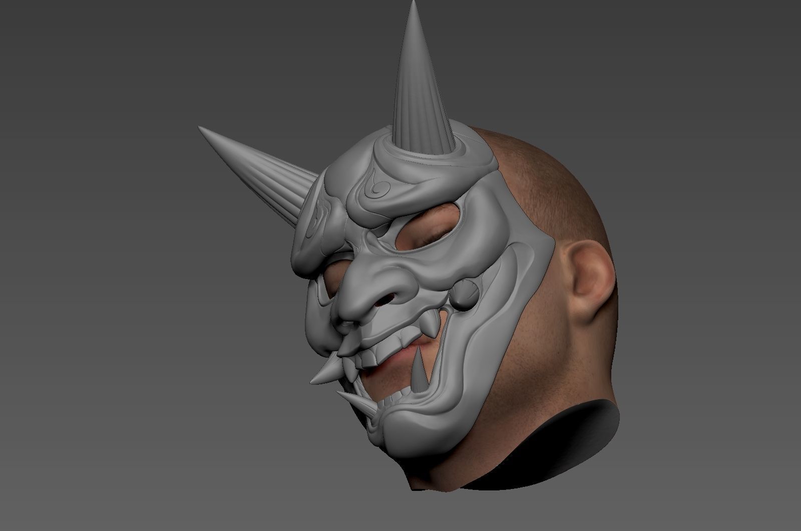 Japanese demon mask 3D model 3D printable | CGTrader
