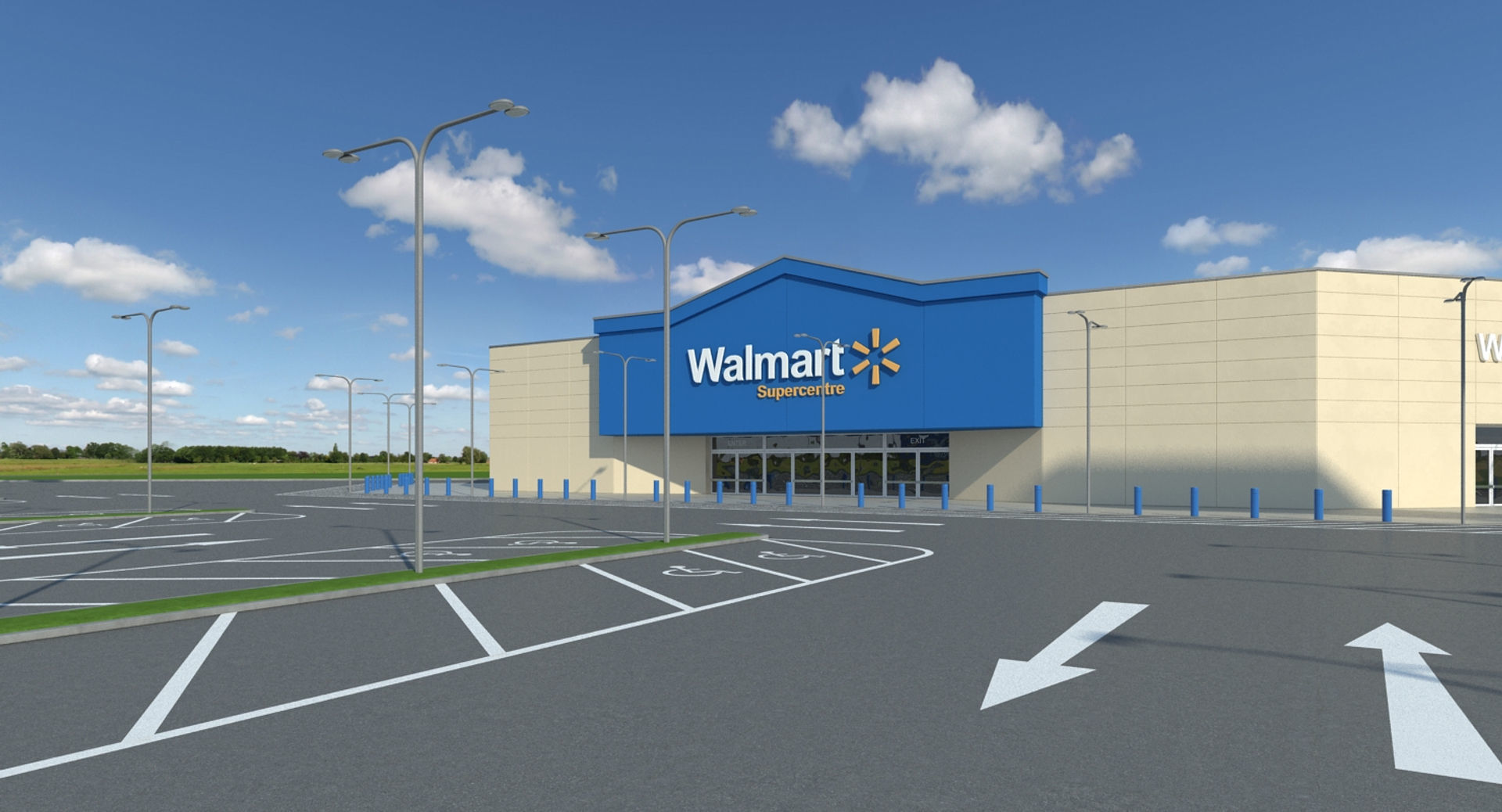 Walmart Supercenter Retail Lot 3D model | CGTrader