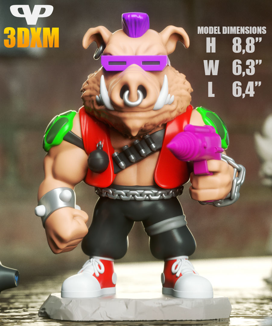 TMNT Bebop Chibi STL for 3D Printing ChibiSTL 3DXM 3D model 3D ...