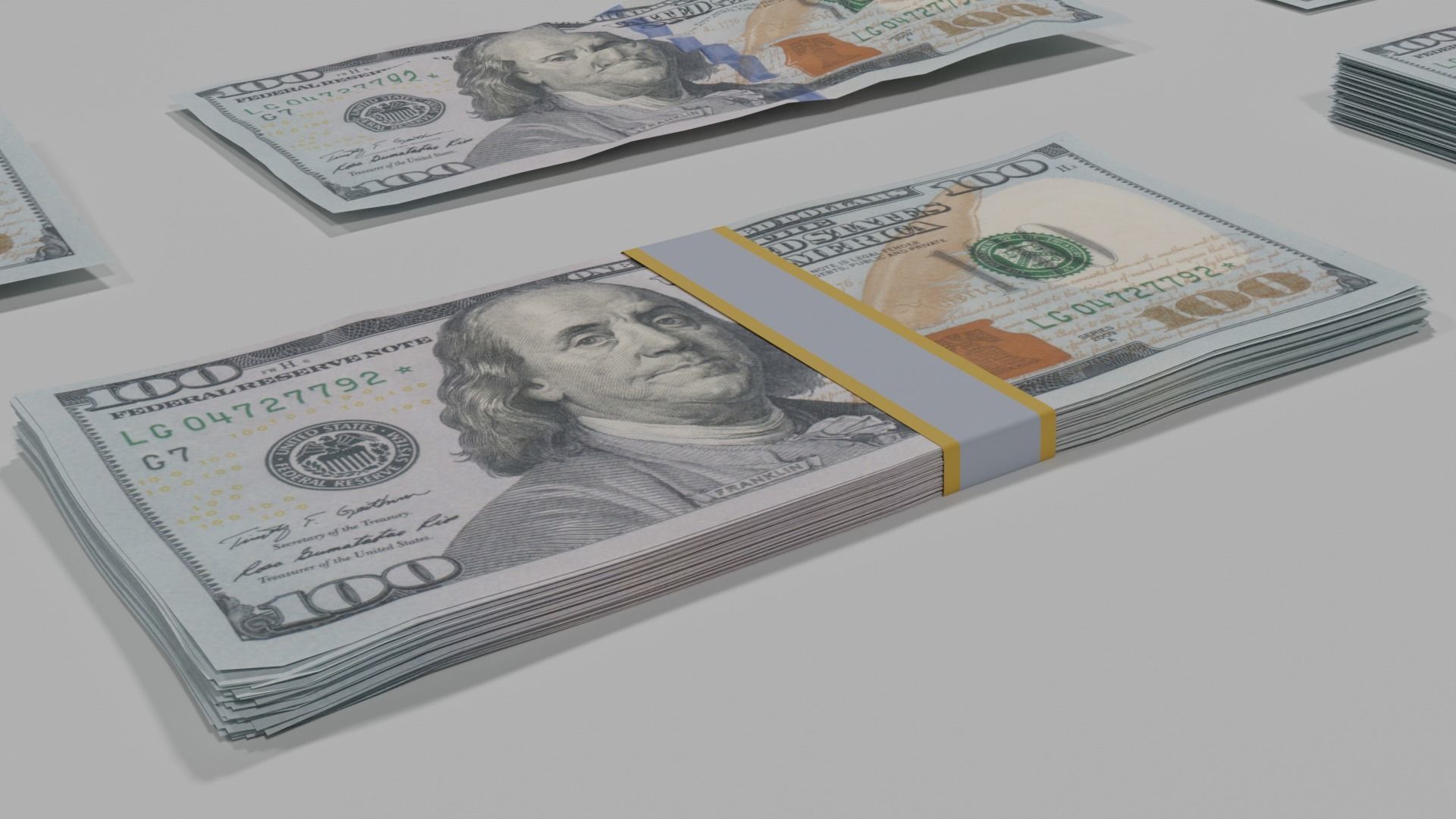 Collection of 100 american dollars free 3D model | CGTrader