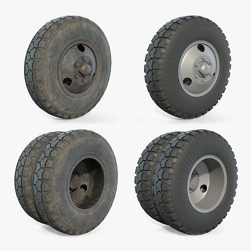 3D model Truck and Bus Wheels Set VR / AR / low-poly | CGTrader