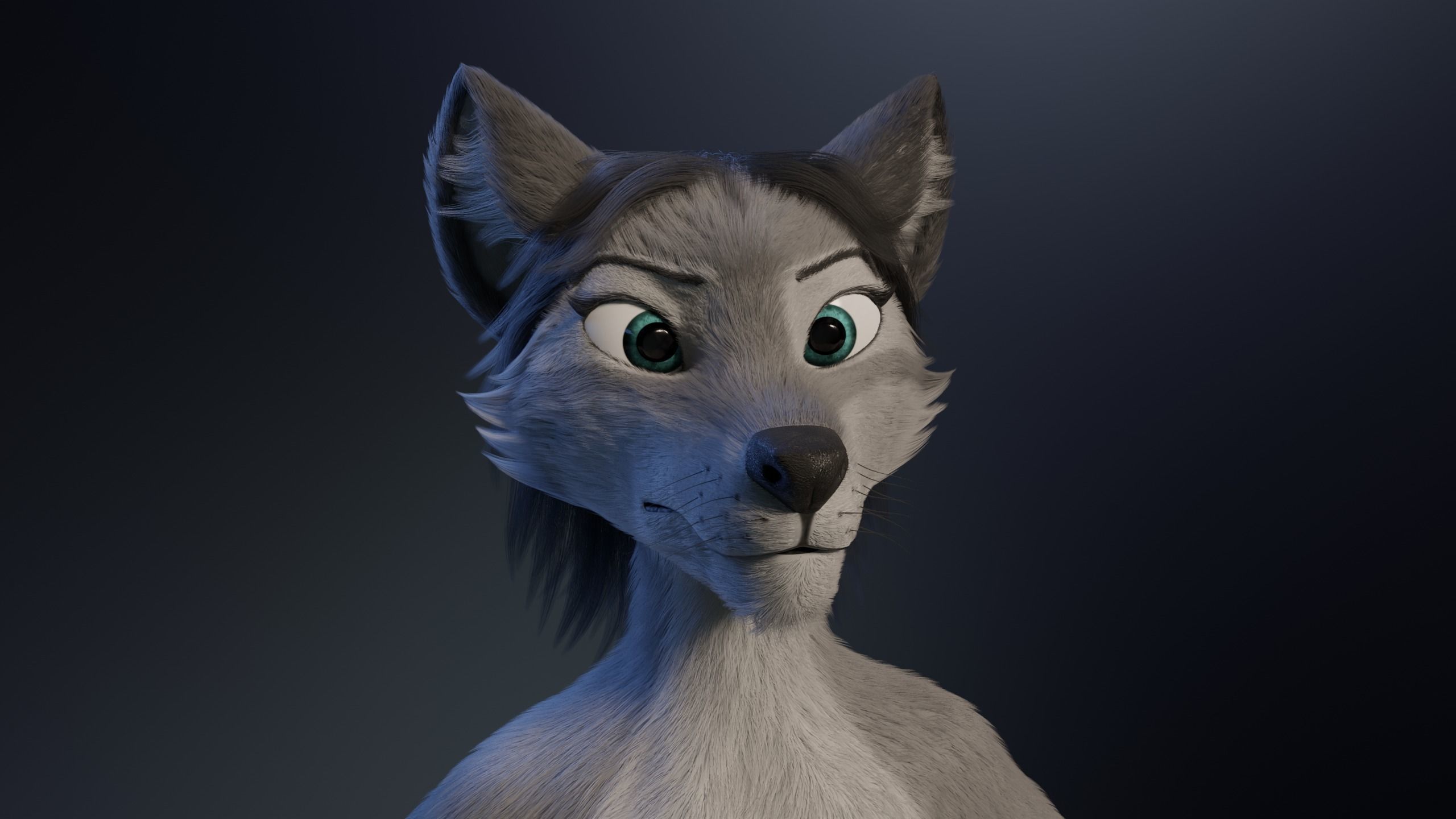 Eva Anthro wolf 3D model rigged | CGTrader
