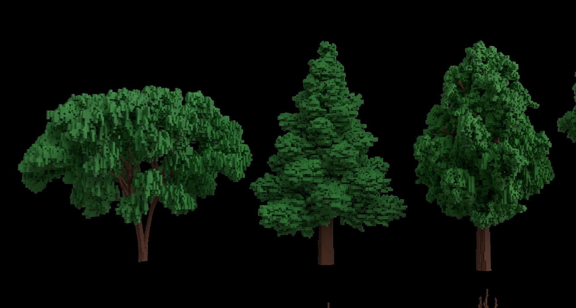 3D tree set that simulates pixel art free 3D model | CGTrader