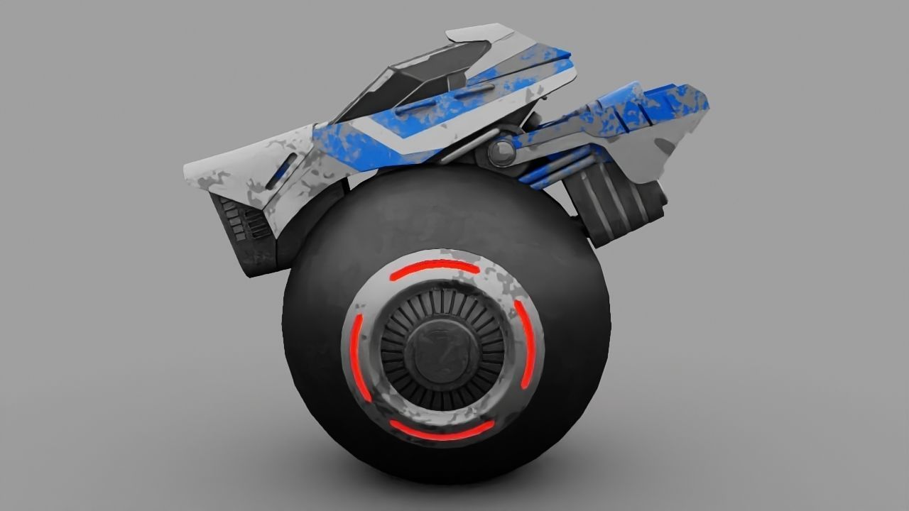 one wheel futuristic vehicle 3D model rigged | CGTrader