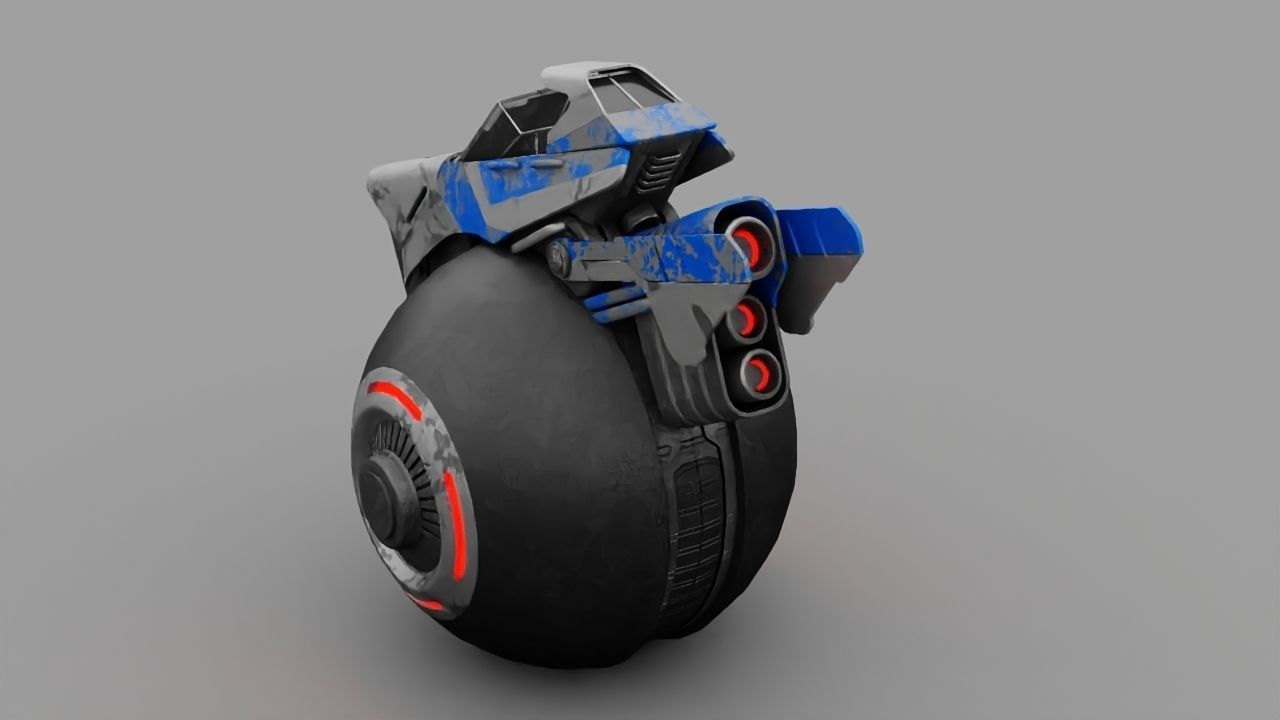 one wheel futuristic vehicle 3D model rigged | CGTrader