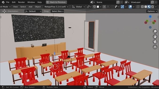 CLASSROOM with chairs and desks 3D model | CGTrader