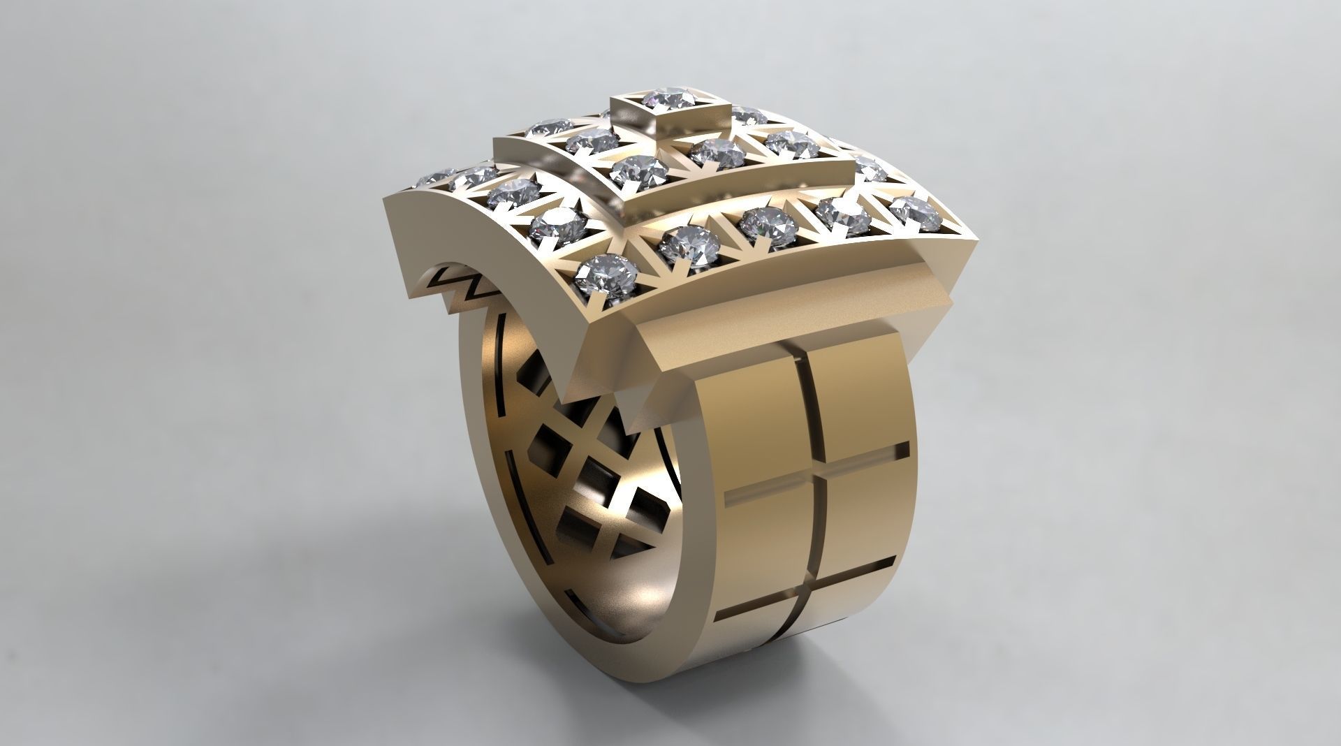 BIG Men ring with Diamonds 3D model 3D printable | CGTrader