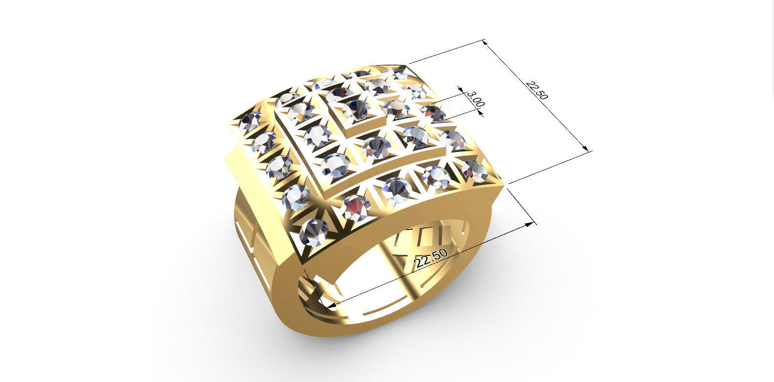 BIG Men ring with Diamonds 3D model 3D printable | CGTrader