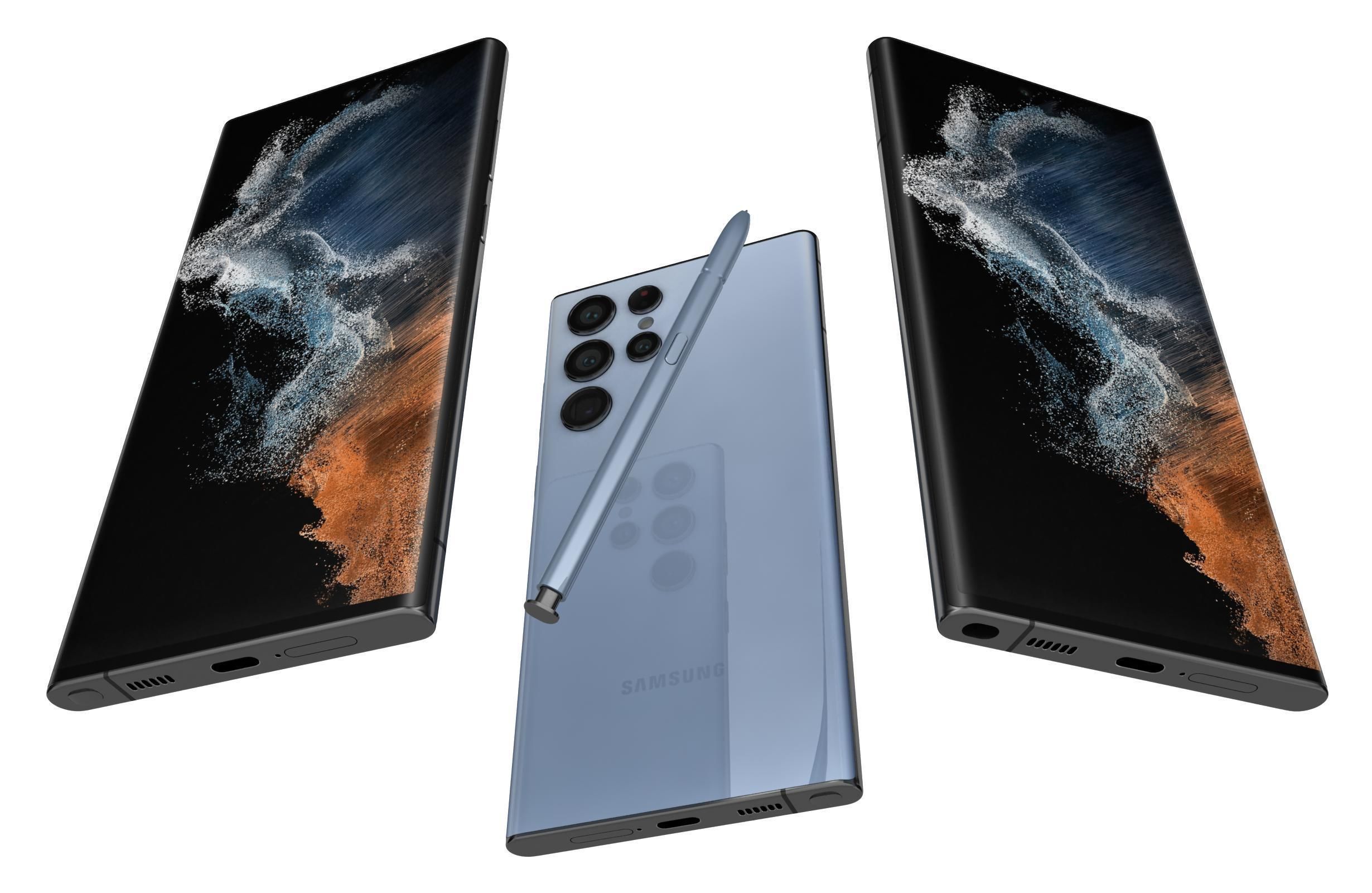 Samsung Galaxy S22 Ultra Sky Blue 3D model | CGTrader