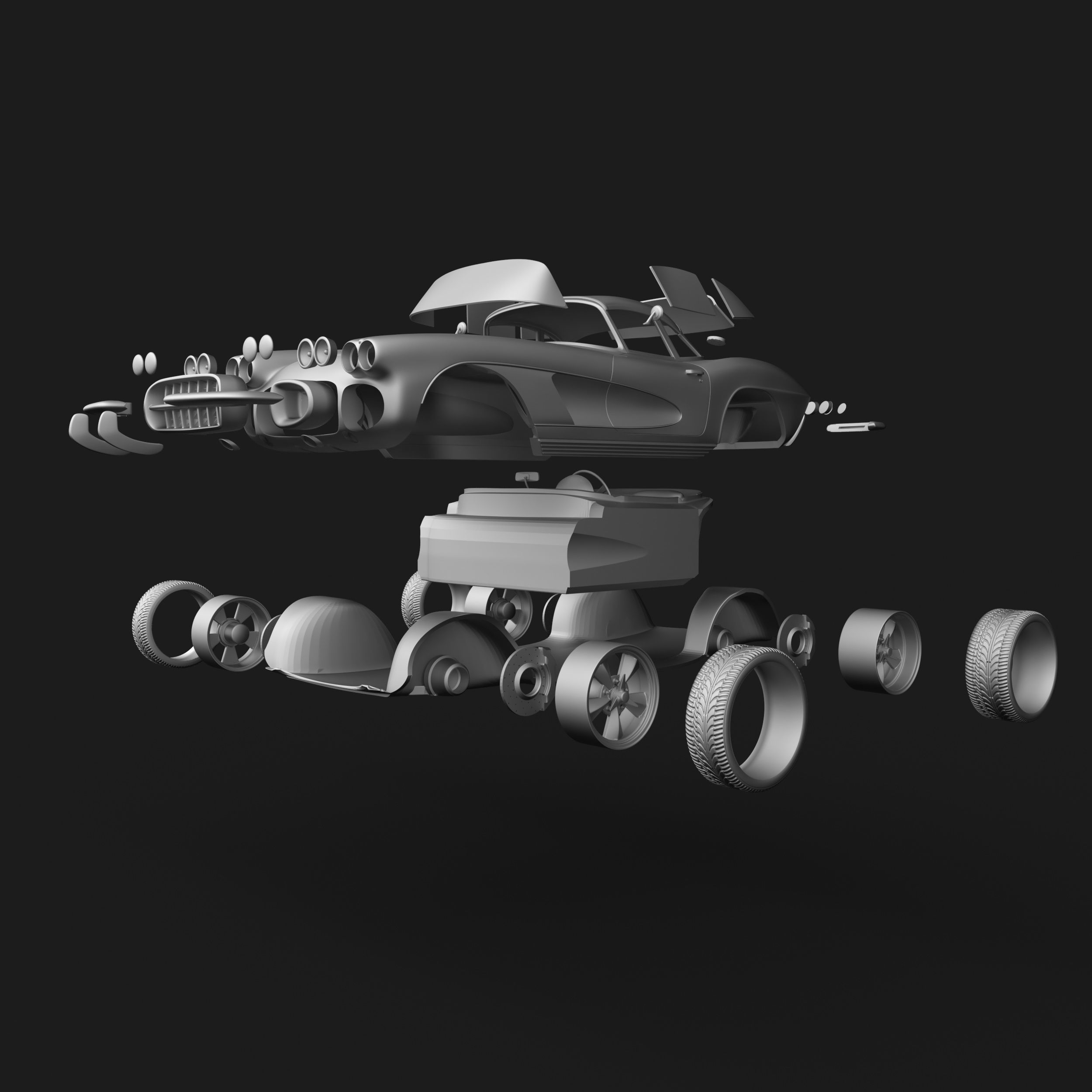 Chevrolet Corvette C1 Ready to Print STL Files 3D model 3D printable ...