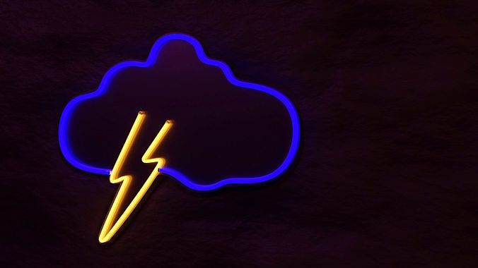 Neon sign thunder lightning free 3D model | CGTrader