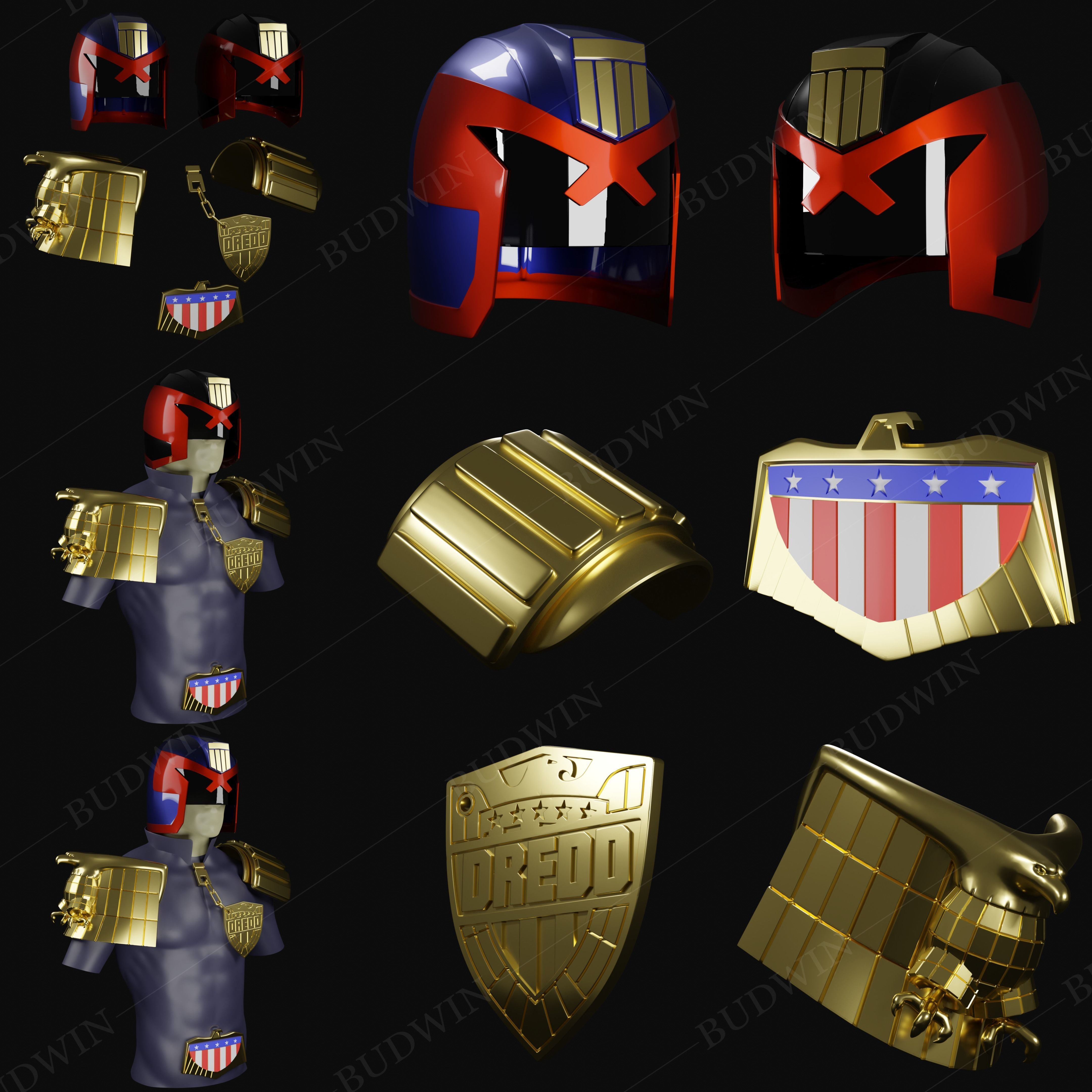 Judge Dredd Cosplay Set free 3D model 3D printable | CGTrader