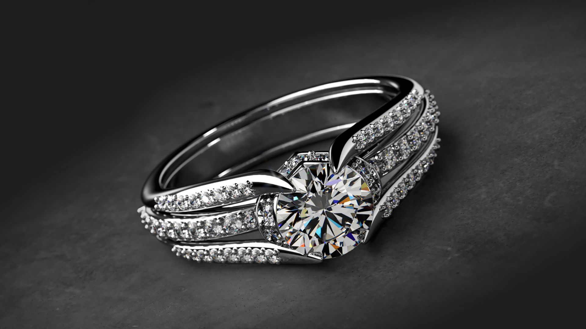 3D Jewelry Rendering Scene Engagement Ring Rhinoceros Dark 3D model ...