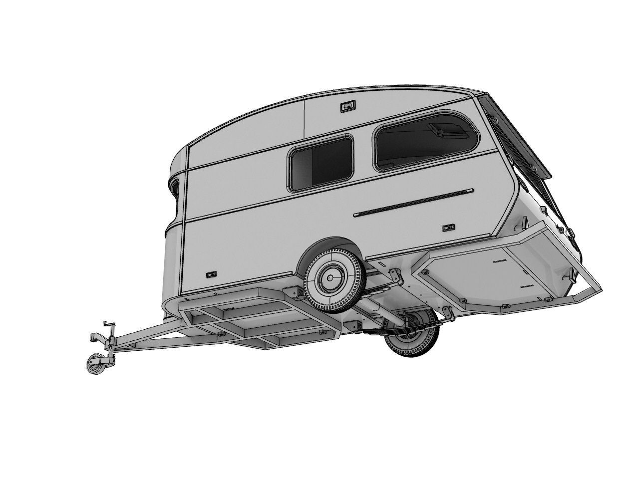 vintage camper trailer for 1 to 10 scale 3D print 3D model 3D printable ...