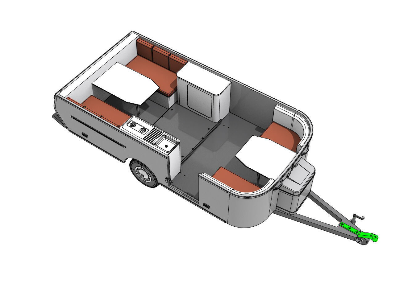 vintage camper trailer for 1 to 10 scale 3D print 3D model 3D printable ...