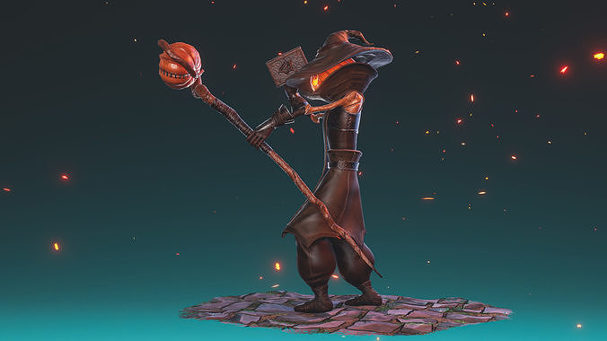 3D model Pumpkin Mage stylized fantasy character VR / AR / low-poly ...