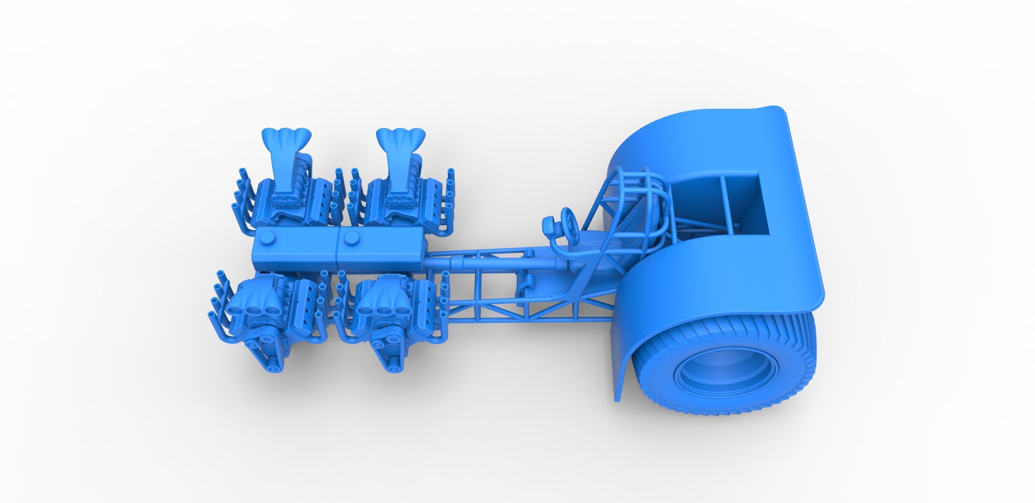 Diecast Pulling tractor with transverse V8 engines 1 to 25 3D model 3D ...