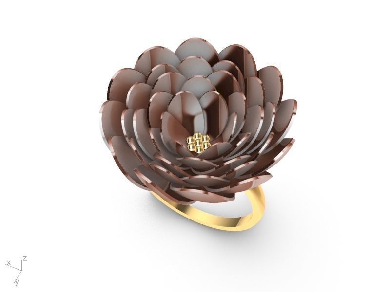 gold peony ring stl verified 3D model 3D printable | CGTrader