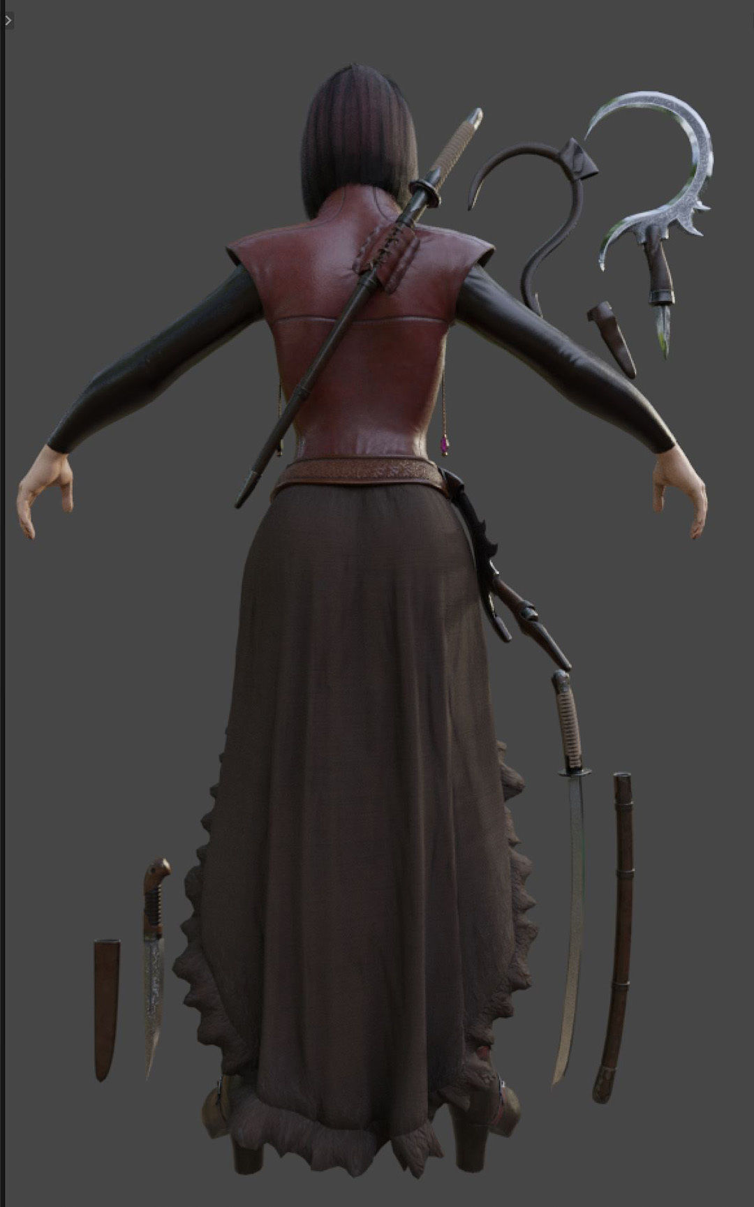 3D model caracter reaper woman low-poly 3d model VR / AR / low-poly ...