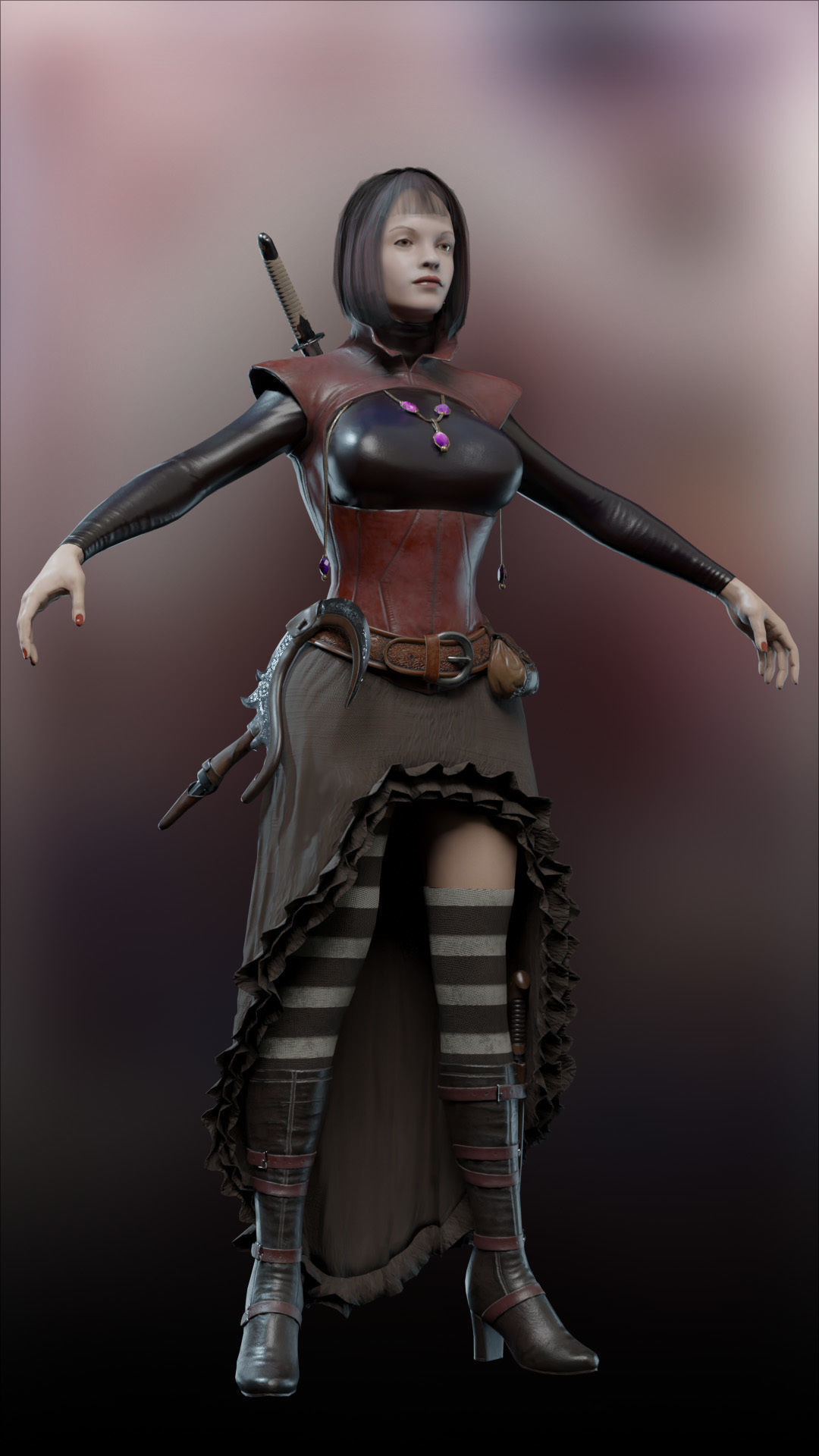 3D model caracter reaper woman low-poly 3d model VR / AR / low-poly ...