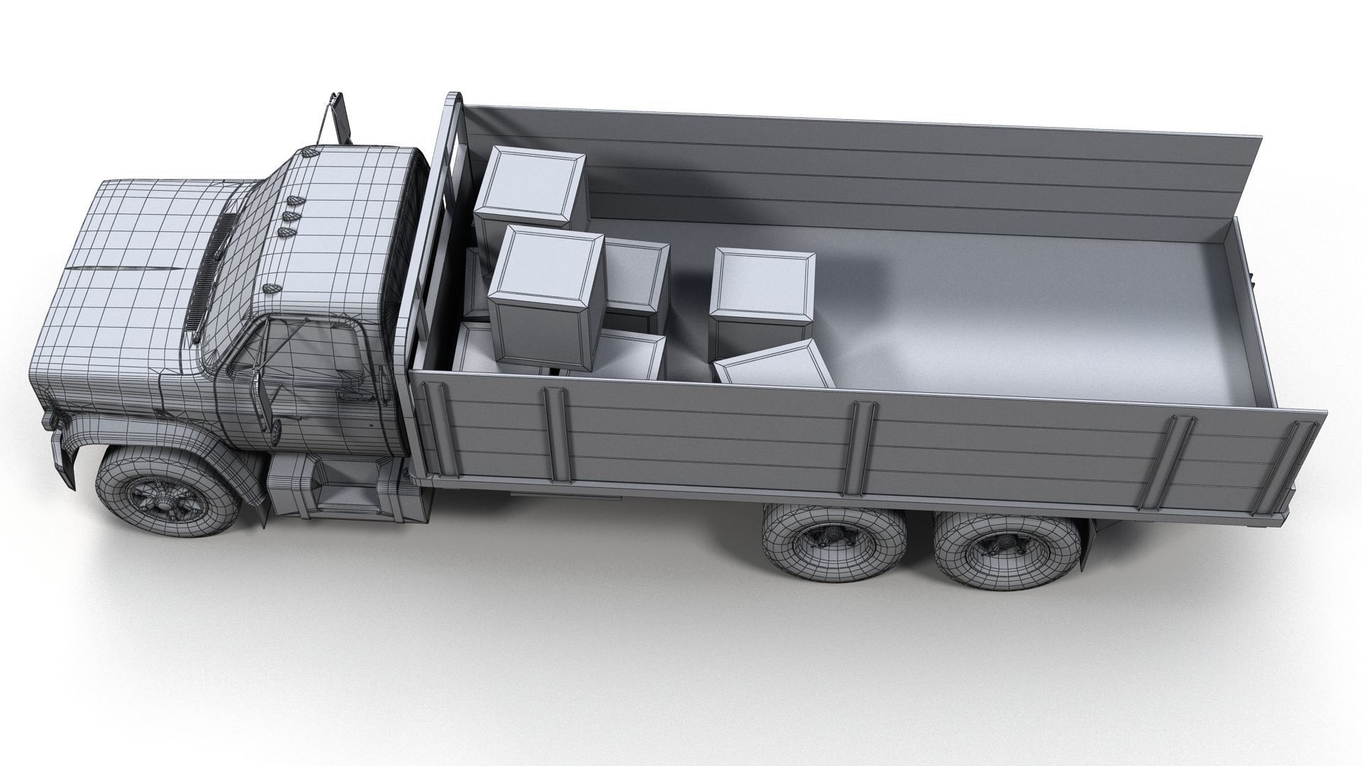 3D model Vintage industrial flatbed truck VR / AR / low-poly | CGTrader