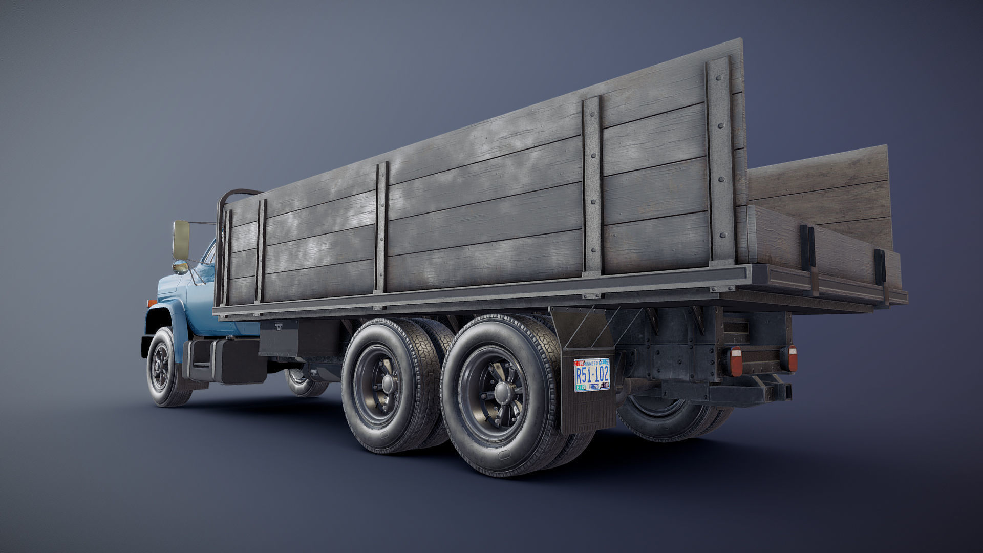 3D model Vintage industrial flatbed truck VR / AR / low-poly | CGTrader