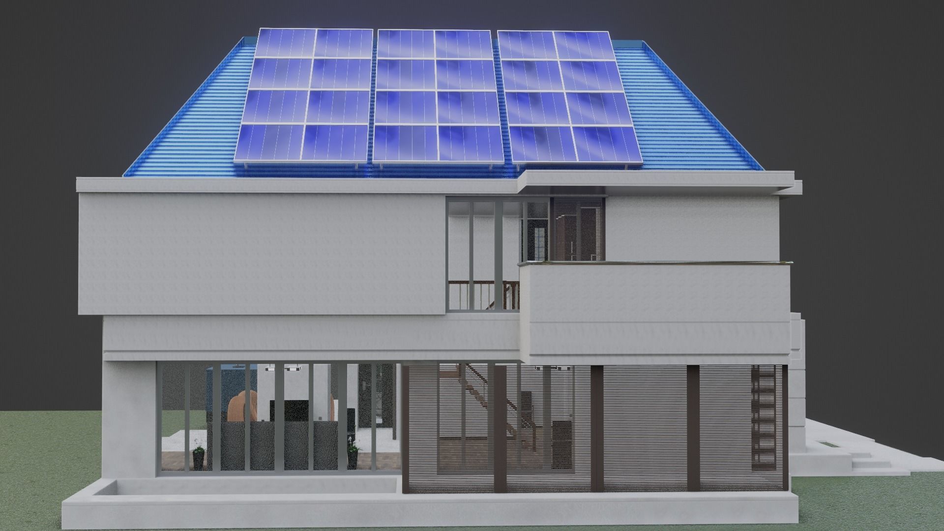 Blender Eevee Modern Mansion Low-poly 3D model free VR / AR / low-poly ...